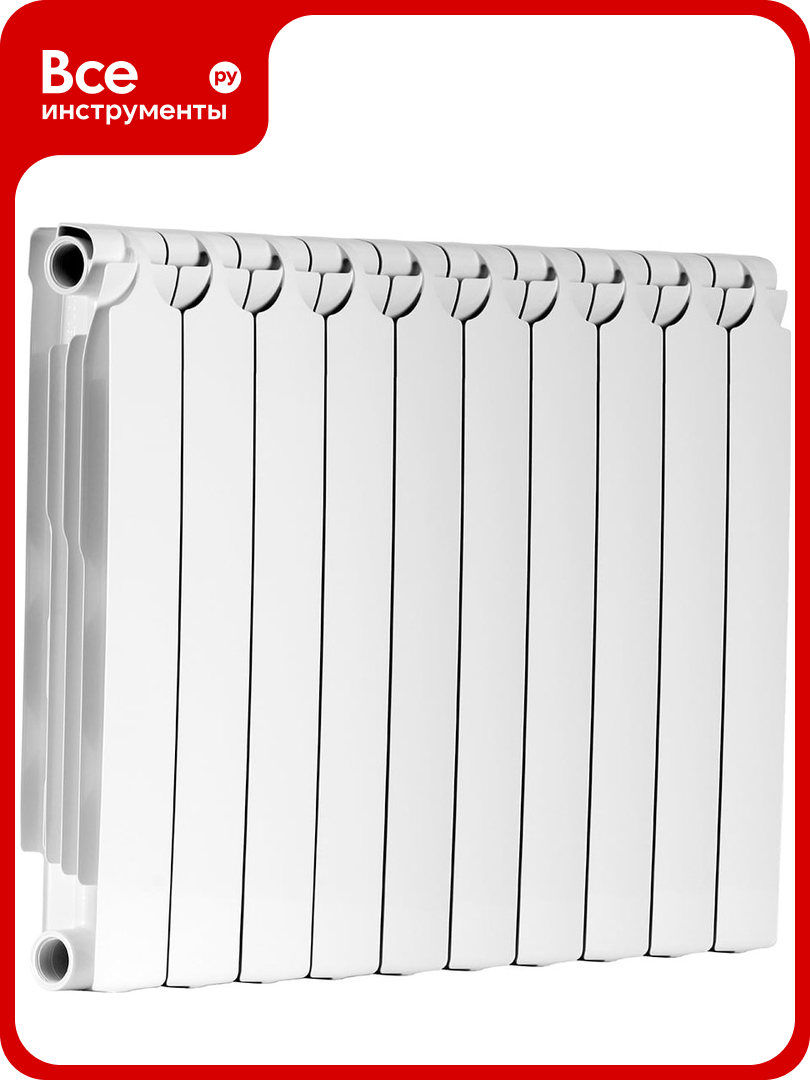 Радиатор биметаллический Теплоприбор, 10 секций, обогрев 19 м², BR1-500/10