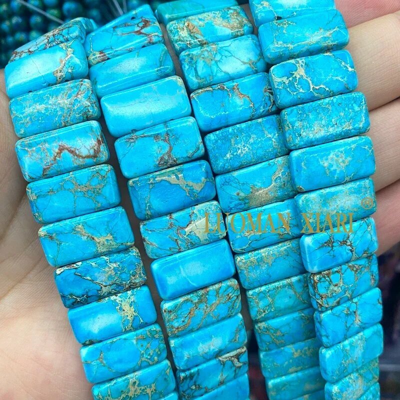 Бусины из морской яшмы, синий, 10x20 мм