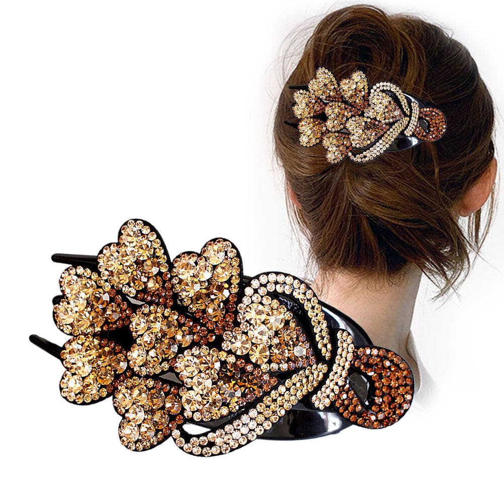 Заколка для волос со стразами для женщин и девочек, элегантные густые длинные заколки для волос