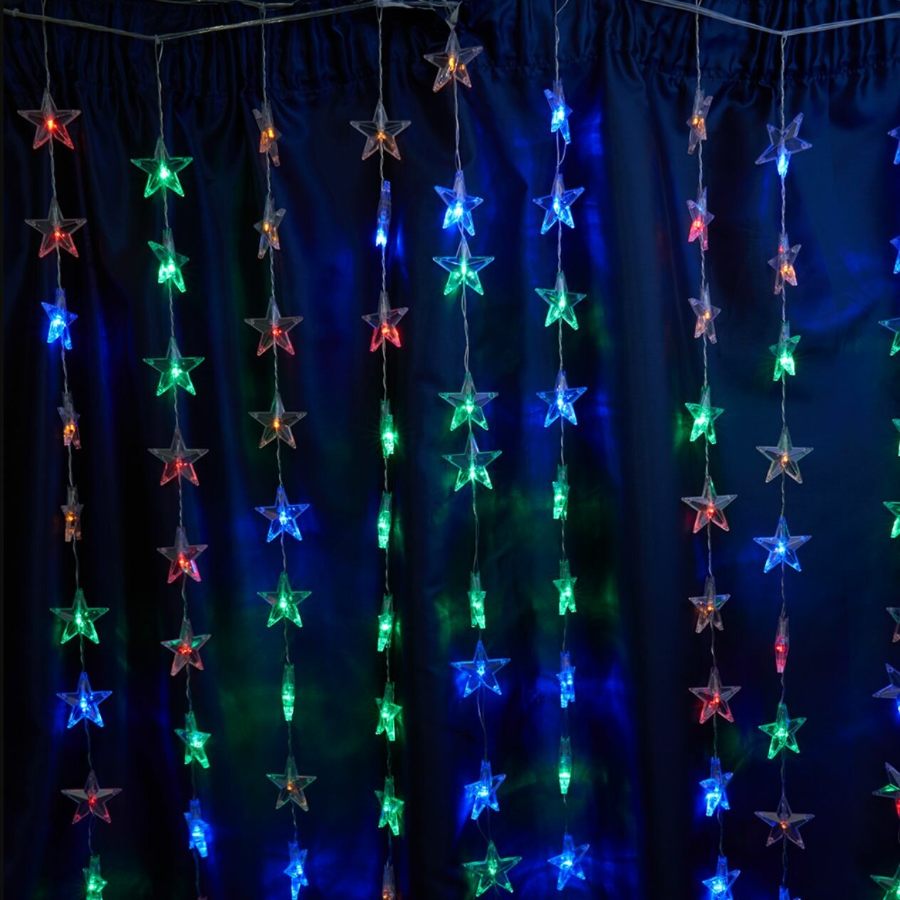 Светодиодная гирлянда новогодняя для дома занавес Звездочки / 2х1 м мультиколор / Feron CL25 48609