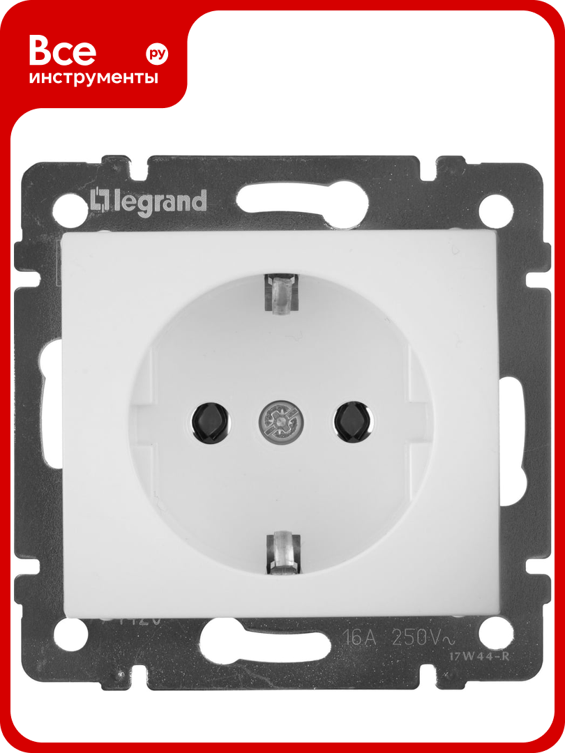 Розетка, Legrand, Legrand с заземлением Legrand Valena без шторок 16А 250В винтовые зажимы белый 774420