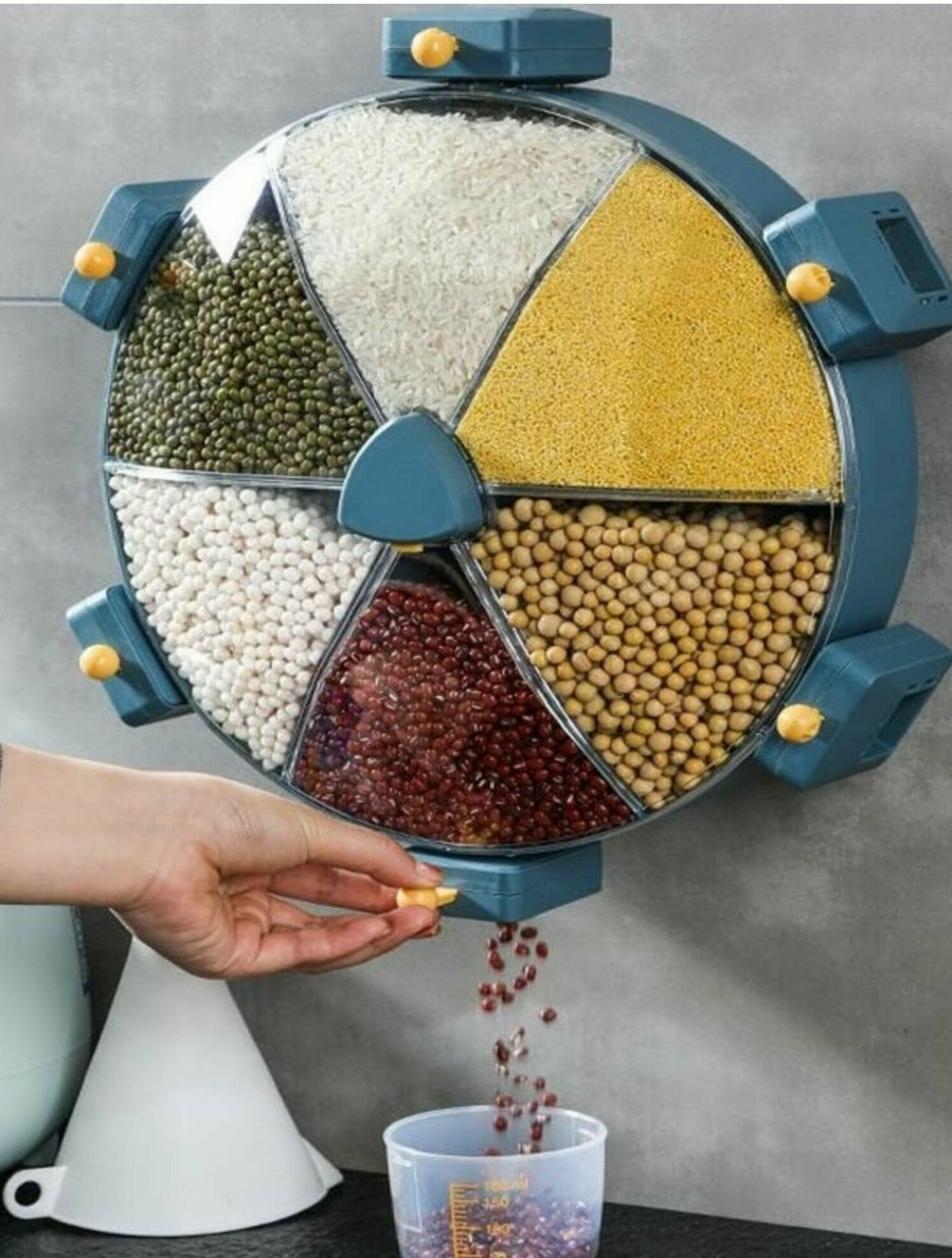 Диспенсер с дозатором пищевой, Все для дома, органайзер для хранения круп, круглый.