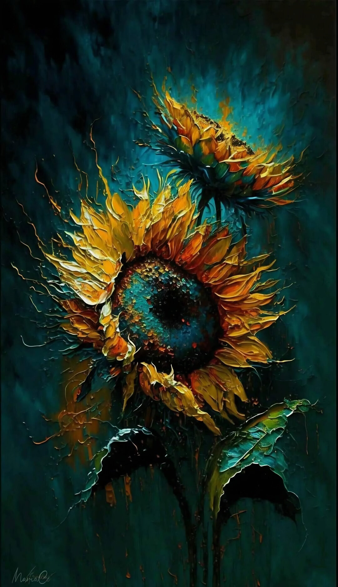 Интерьерная картина "Подсолнухи", холст на подрамнике, 30x40 см