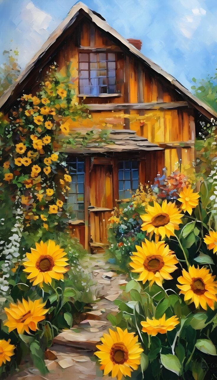 Интерьерная картина "Подсолнухи", холст на подрамнике, 30x40 см