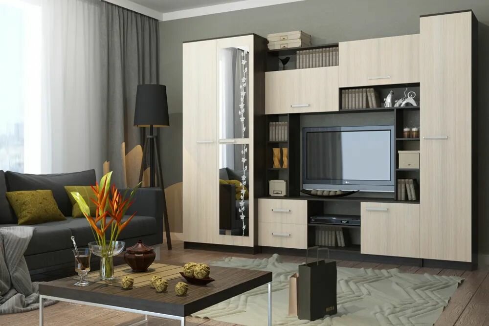 Стенка для гостиной МАРТА-11 (Комплект) Венге/Лоредо