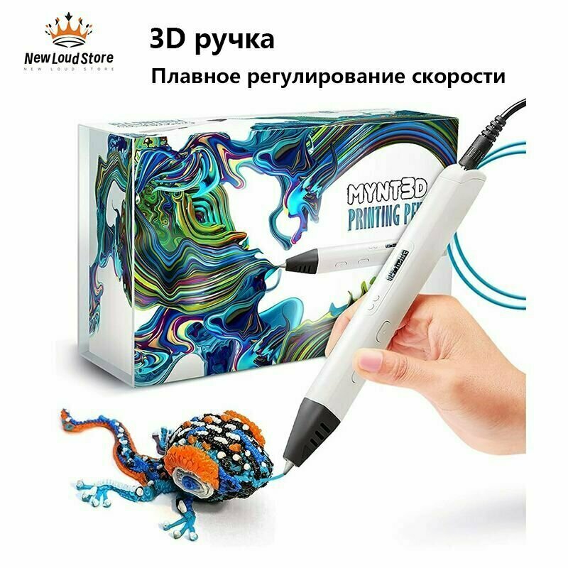 3д ручка с набором PLA пластика 9 м (2 цвета по 3 метров) MYNT3D
