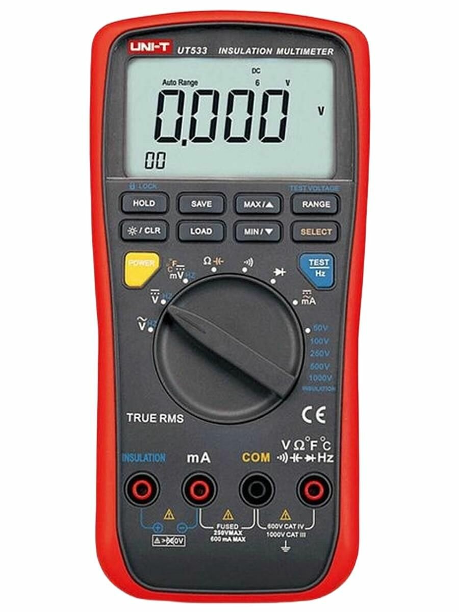 Мегаомметр UNI-T UT533, автоматическое отключение, измерение сопротивления, частоты и силы тока