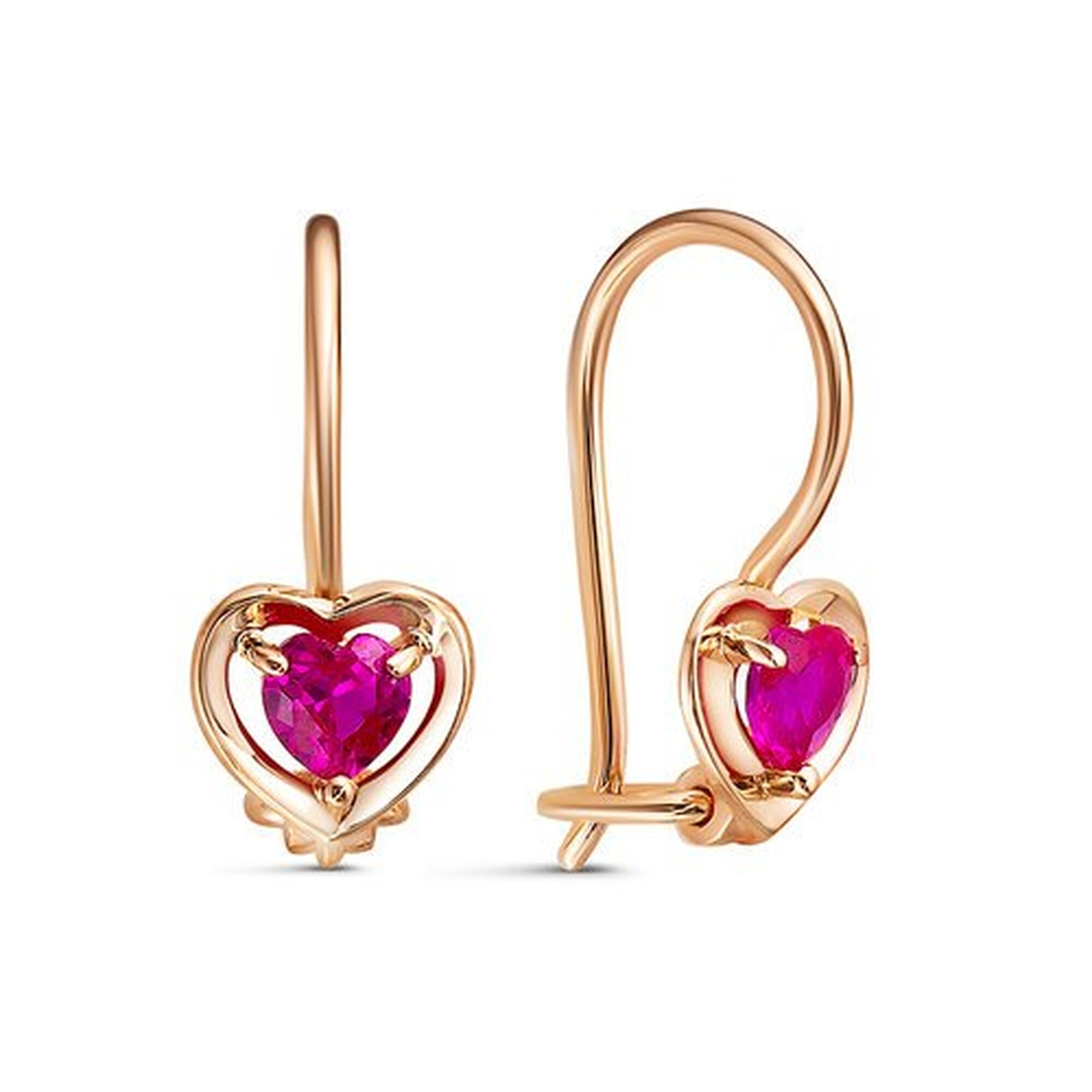 Серьги, красное золото, 585 проба, фианит