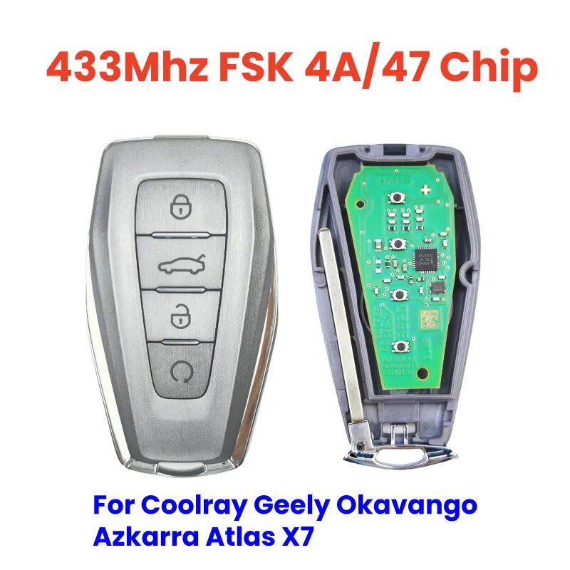Оригинальный умный дистанционный ключ Peter-key, 4 кнопки, без ключа для Coolray Geely Okavango Azkarra Atlas X7, автомобильный чип 433 МГц FSK 4A/47