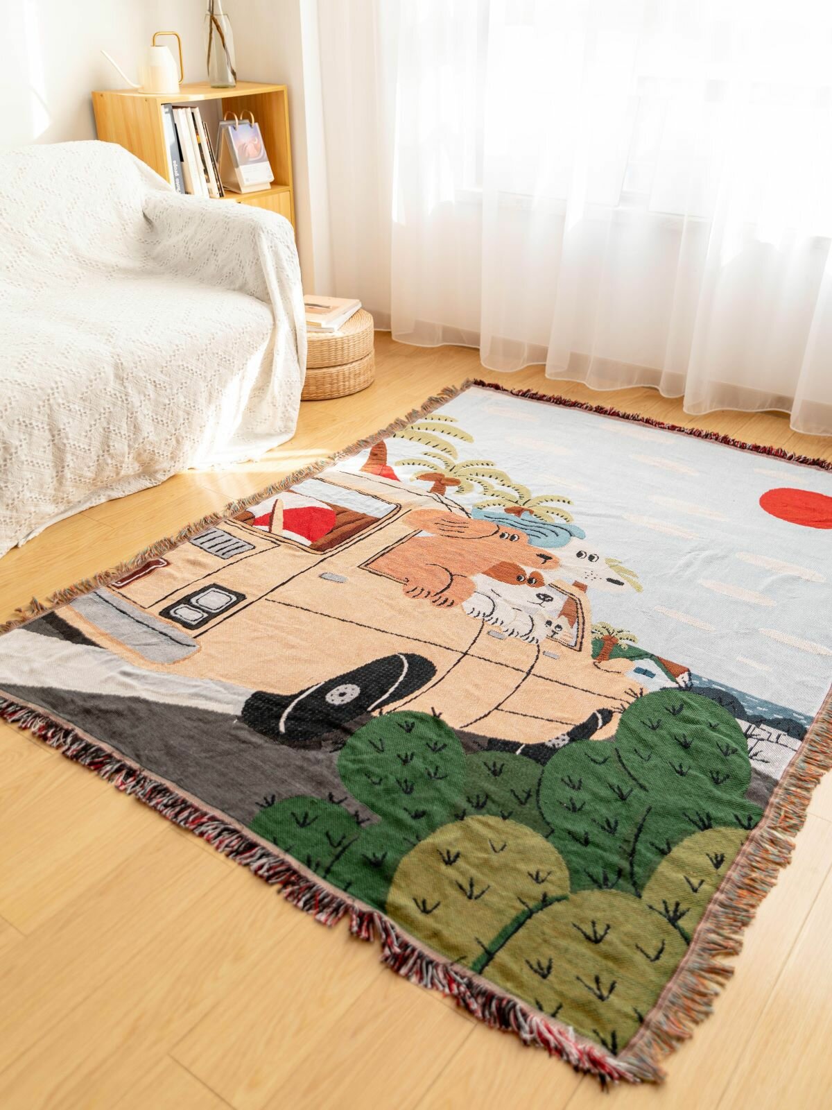 Чехол для дивана "Автомобиль для собак", полиэстер, хлопок, 160x130 см