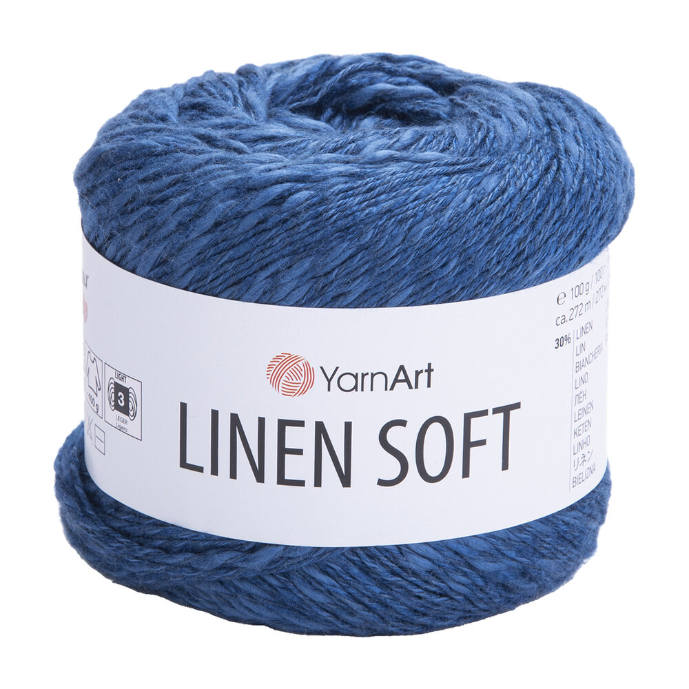 Пряжа для вязания YarnArt Linen soft 7317 яркая синяя джинса 100 гр/272 м 30% лён, 36% вискоза, 34% хлопок