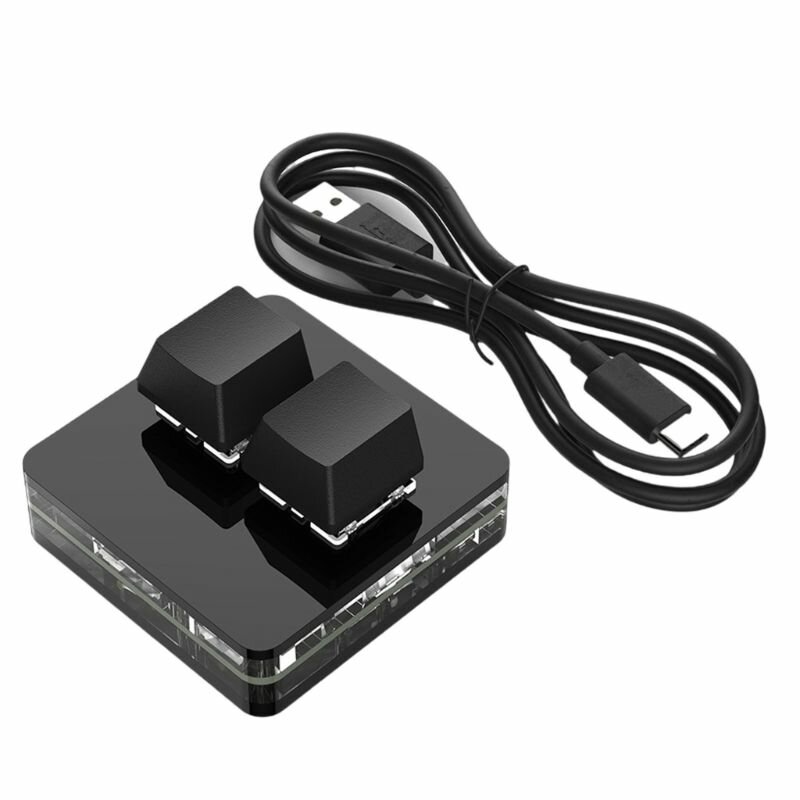 Портативная 2-кнопочная макроклавиатура, Черный - Нет слов