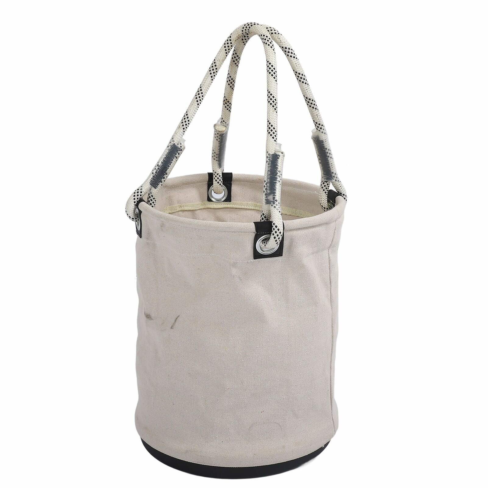 Канвасовое ведро 40x30см с нагрузкой до 30 кг, с пластиковым дном, гвоздями и болтами для инструментов белого цвета