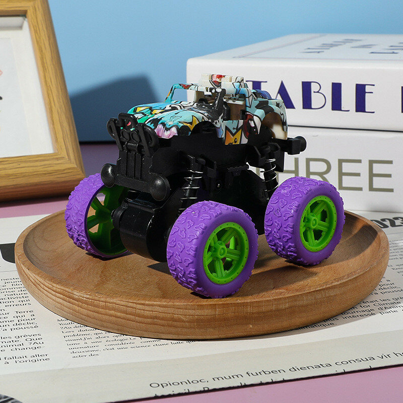 Inertia powered offroad car for children durable graffiti toy vehicle for boys and girls purple