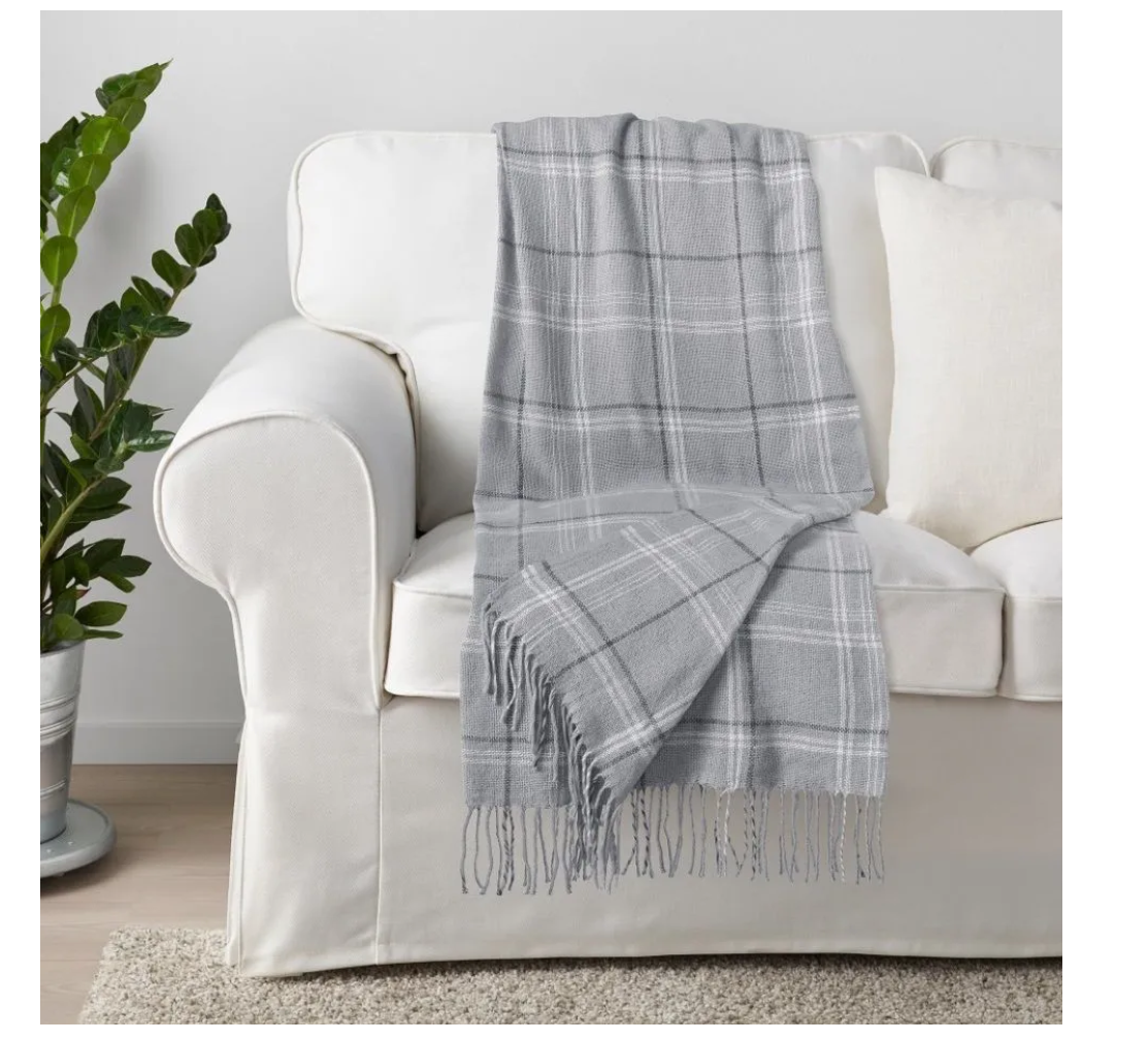 Плед икеа аннамиа, 140 х 205 см, серый