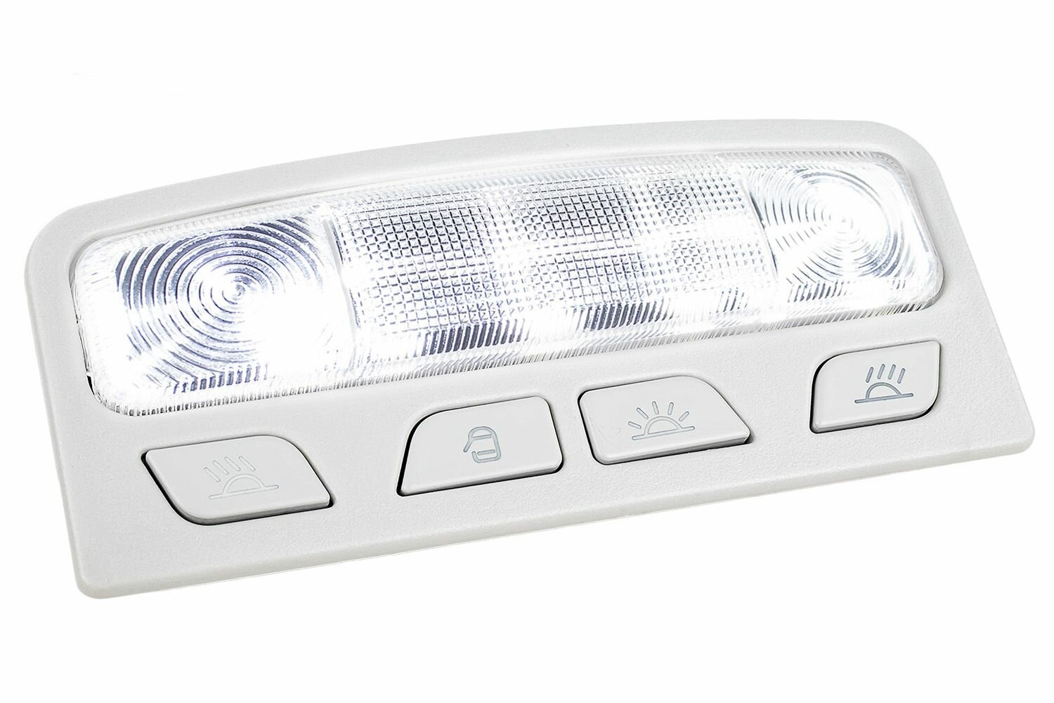 Передний светлый диодный плафон подсветки салона в стиле Весты с малым разъемом и серой рамкой для Лада Калина, Калина 2, Гранта, Гранта FL, Датсун