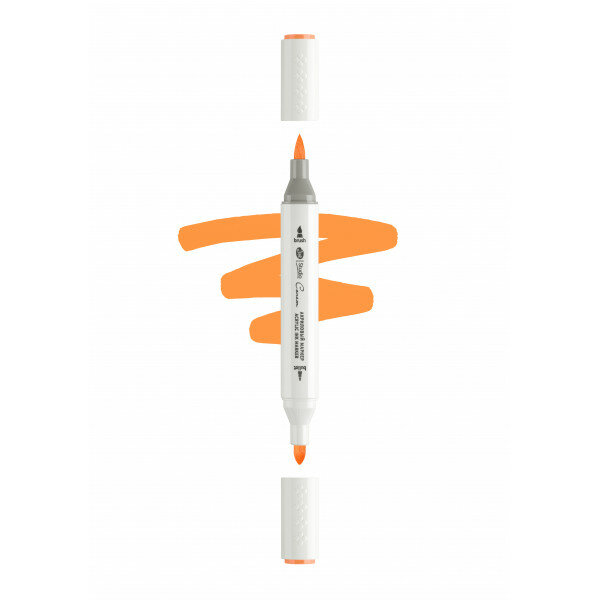 Маркер акриловый двусторонний "Сонет", перо кисть/пуля, оранжевый