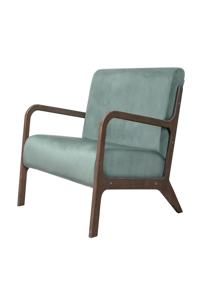 Низкое лаунж-кресло Mak-interior "Mody Green", деревянное с подлокотниками