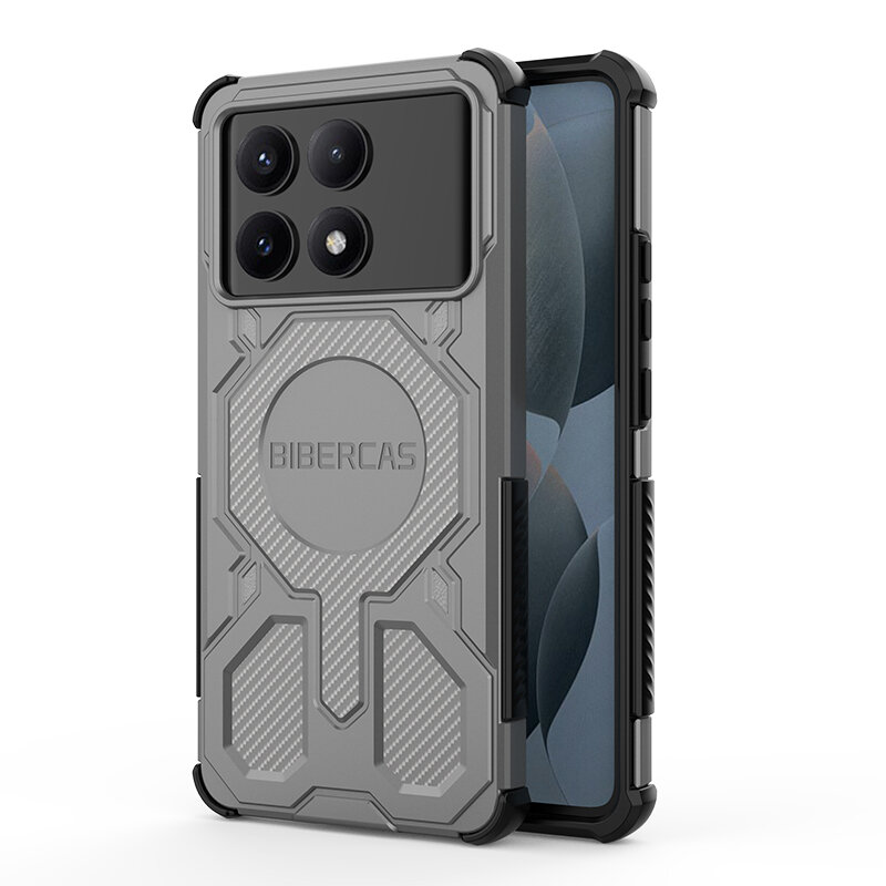 Подходит для Poco X6 Pro / Сяоми Поко X6 Про Чехол для смартфона, подставка, soft touch,360° Полная защита, кобура, поликарбонат (PC), защита камеры, ударопрочный, усиленные углы, Xiaomi, gray