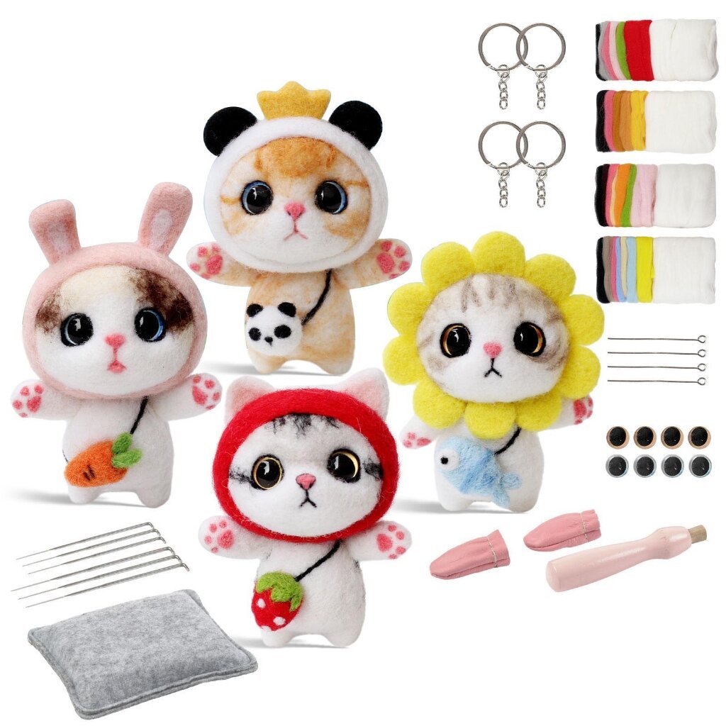 Кошачья кукла из шерстяного войлока poke poke упаковка материалов для поделок своими руками