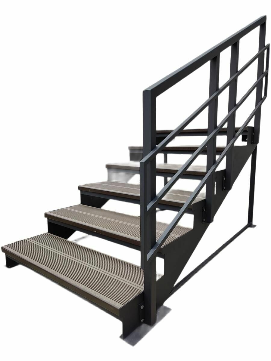 Лестница-крыльцо 6 ступеней , с ДПК, ограждения справа. Ширина 1м. Высота 90 см.