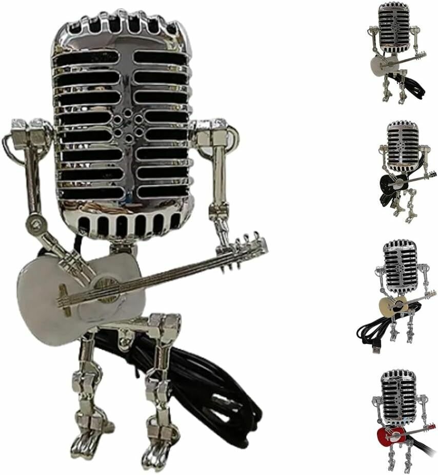 Микрофон робот настольная лампа с гитарой металлическая настольная лампа домашняя