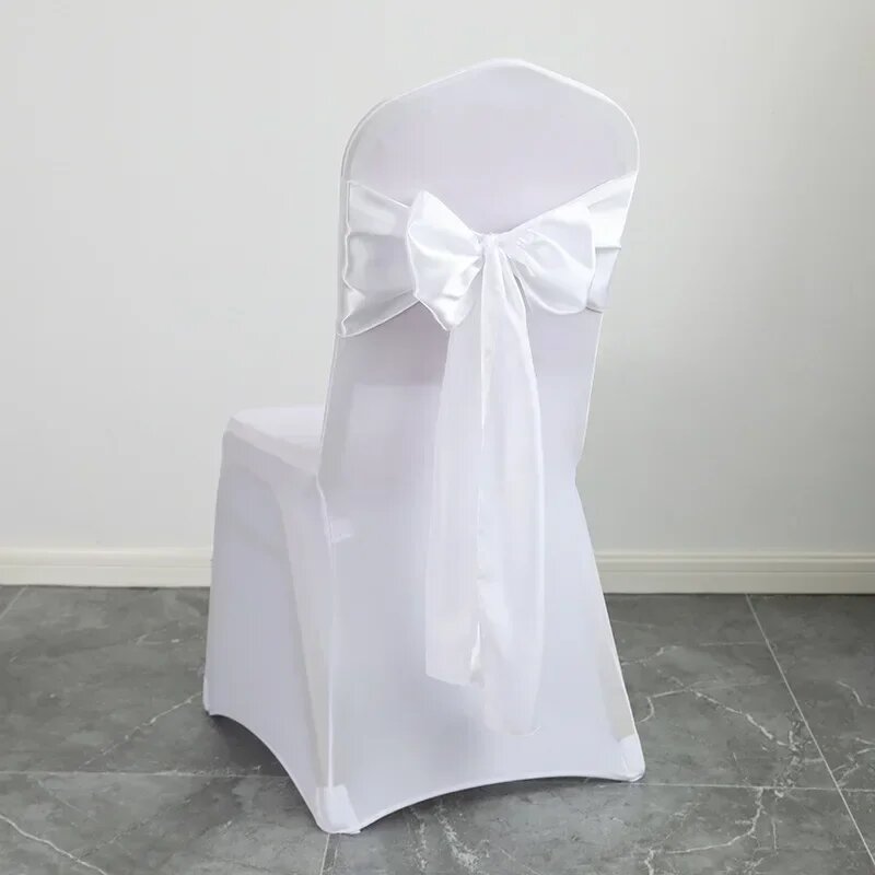 Белый атласный пояс для стула EVENTSDECOR