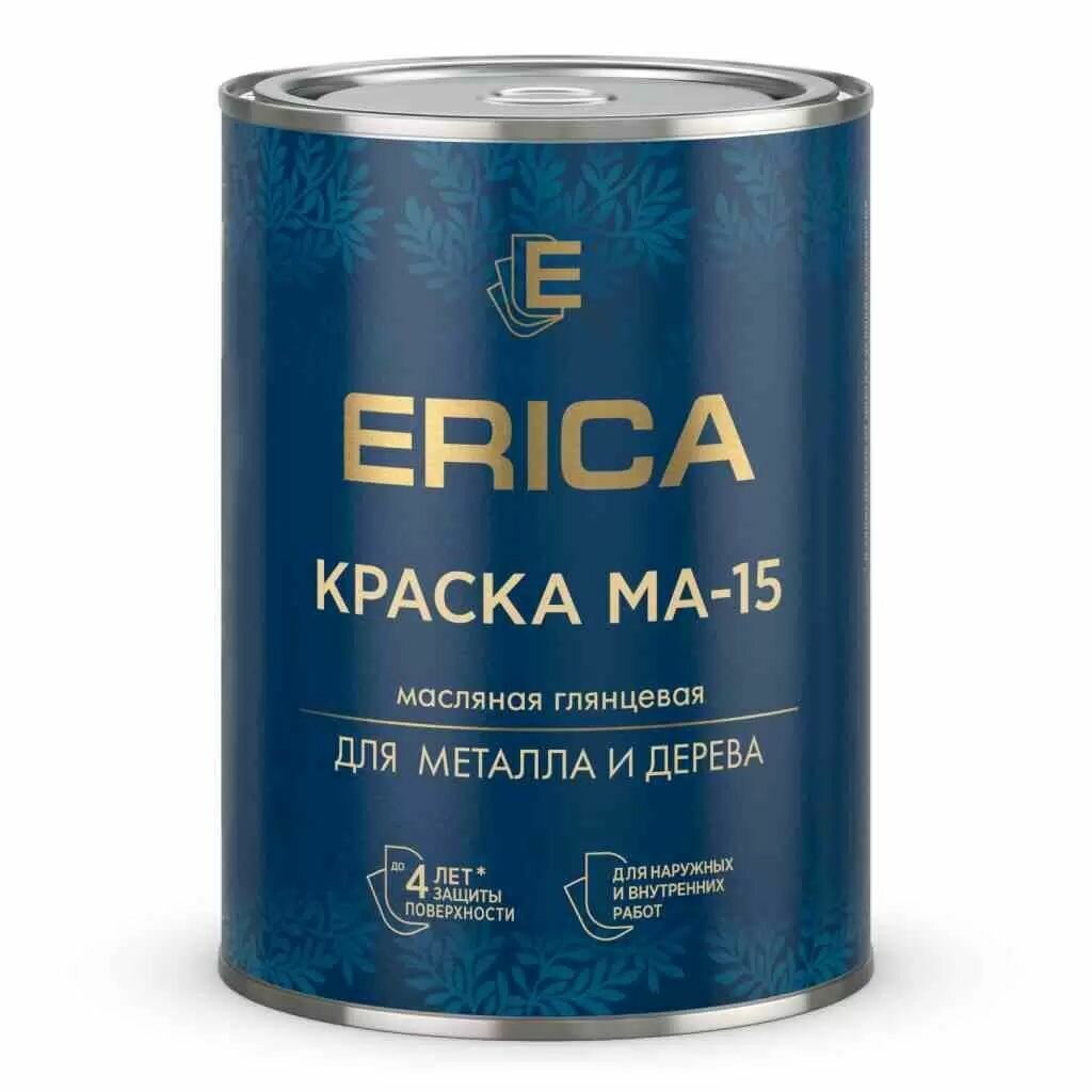 Краска для металла и дерева Erica МА-15, масляная, универсальная, глянцевая, бирюзовая, 0,8 кг