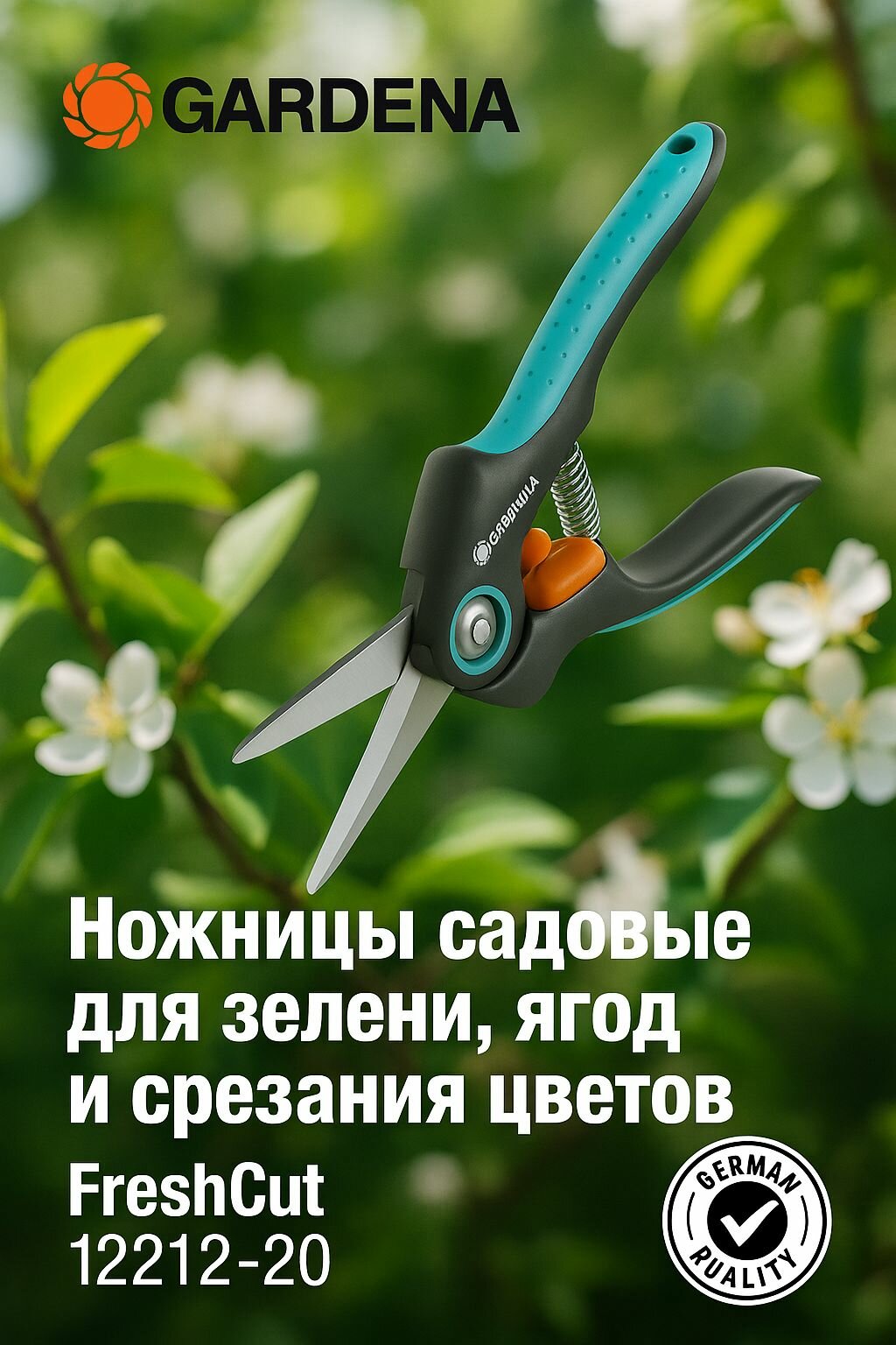 GARDENA Ножницы садовые для зелени, ягод и срезания цветов FreshCut 12212-20