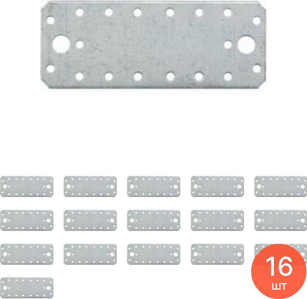 Пластина крепежная Rock Solid Connection / Рок Солид Коннекшн для деревянных конструкций, из оцинкованной стали, размером 140х55х2мм / строительство и ремонт (комплект из 16 шт)