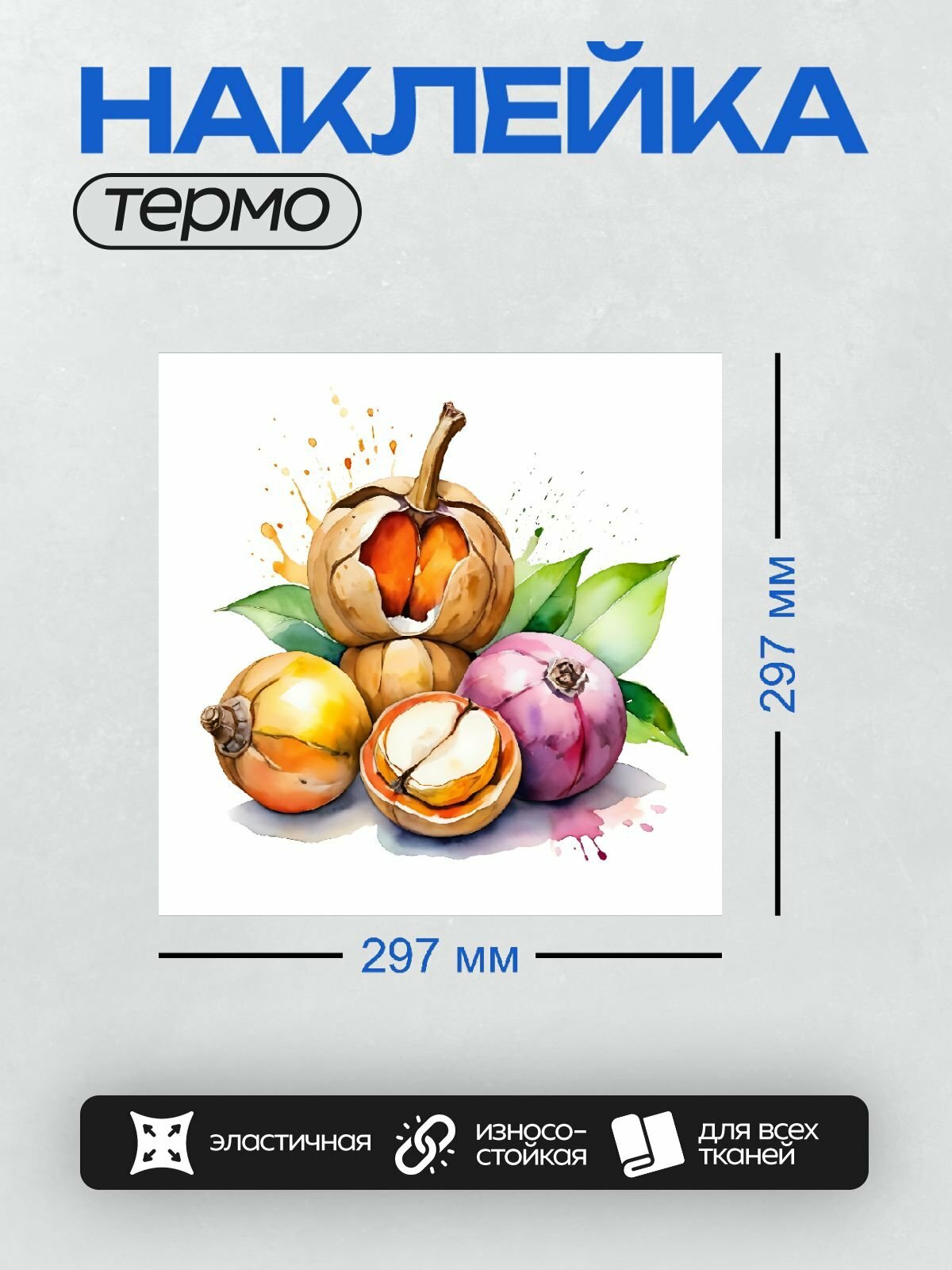 Термонаклейка PrintyFull на одежду DTF / Яркие плоды орех личи