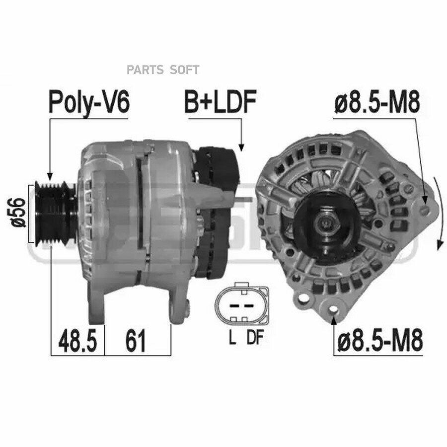 Генератор SKODA OCTAVIA VW BORA/GOLF IV 70A 209215 от официального дистрибьютора, ERA, артикул 209215