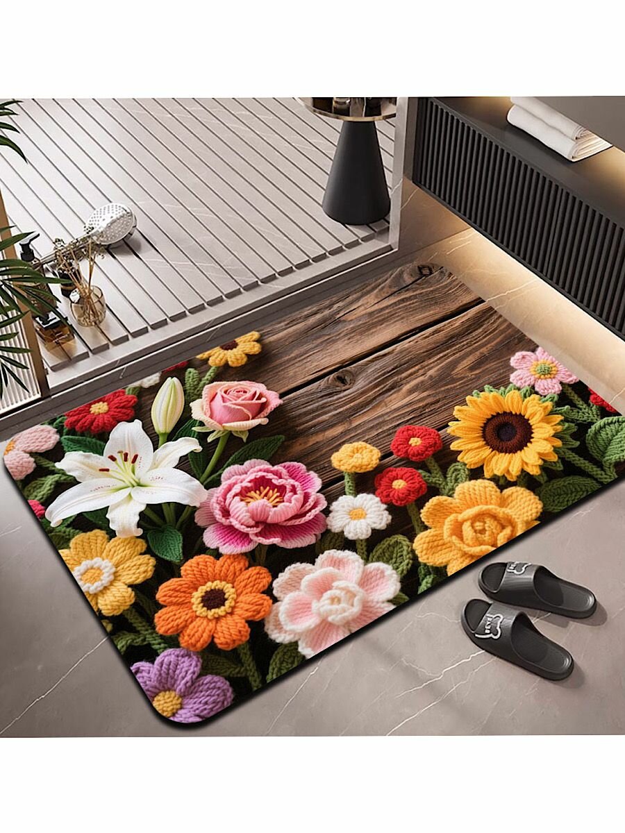 Коврики для ванной из шерстяной ткани, нескользящие, износостойкие, грязеотталкивающие, впитывающие коврики40x60