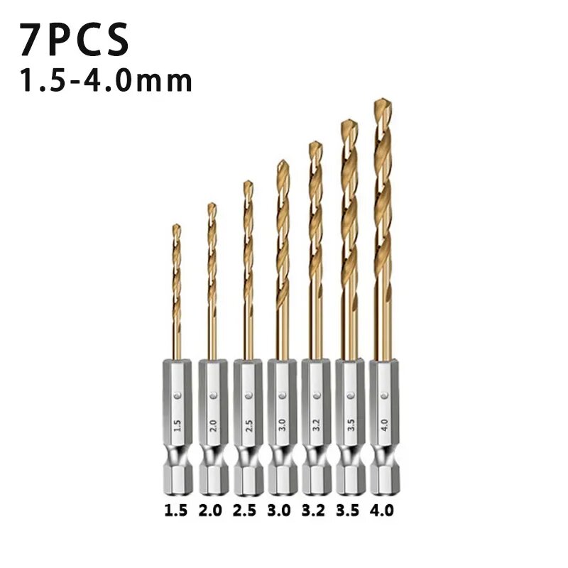 Спиральные сверла YaBaoYan 1/4", 1.5-6.5 мм, HSS 7pcs 1.5-4.0mm