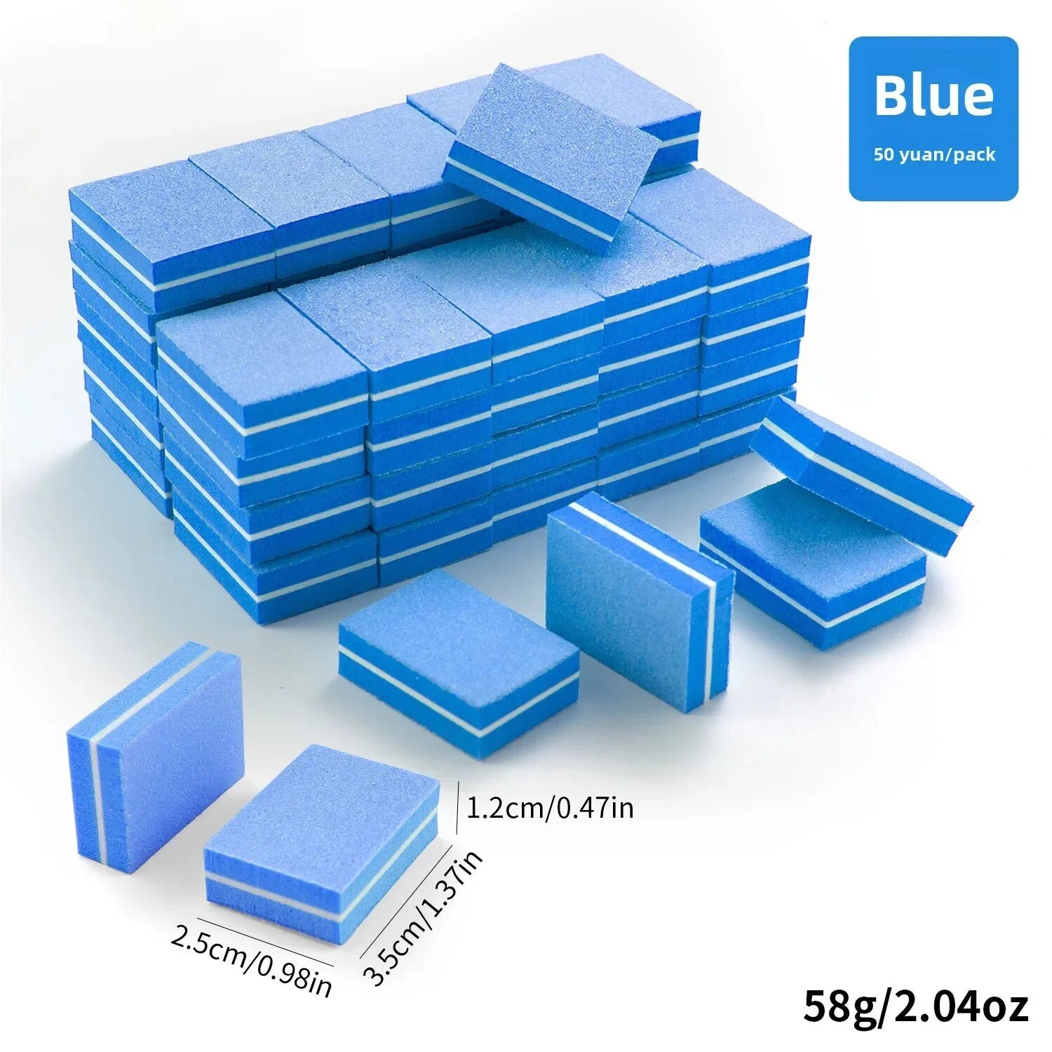 Набор из 50 двухсторонних пилок для ногтей, Blue