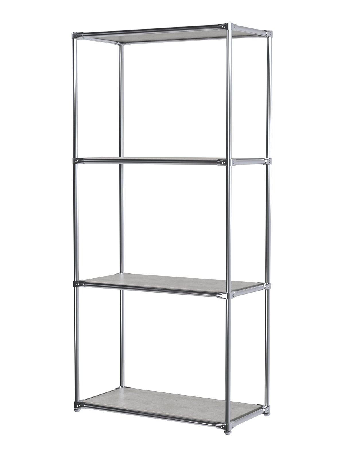 Хромированный стеллаж стиль №1а-3 с обзорными полками, Метрополитан Грей