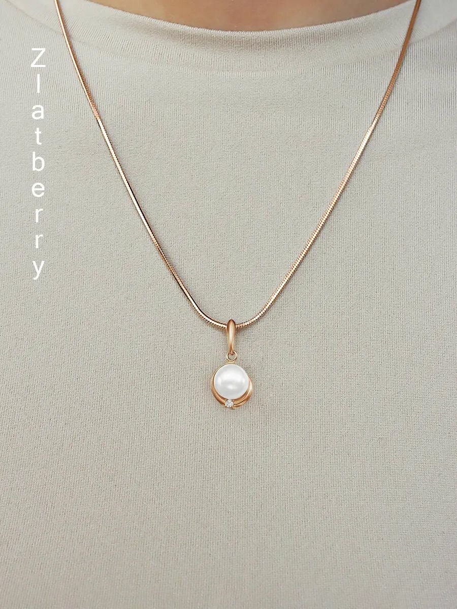 Подвеска, серебро, 925 проба, жемчуг имитация, фианит