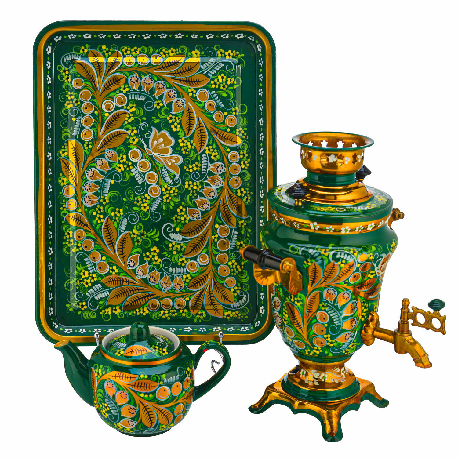 Самовар электрический 1,5 л "Ландыш". Хохлома