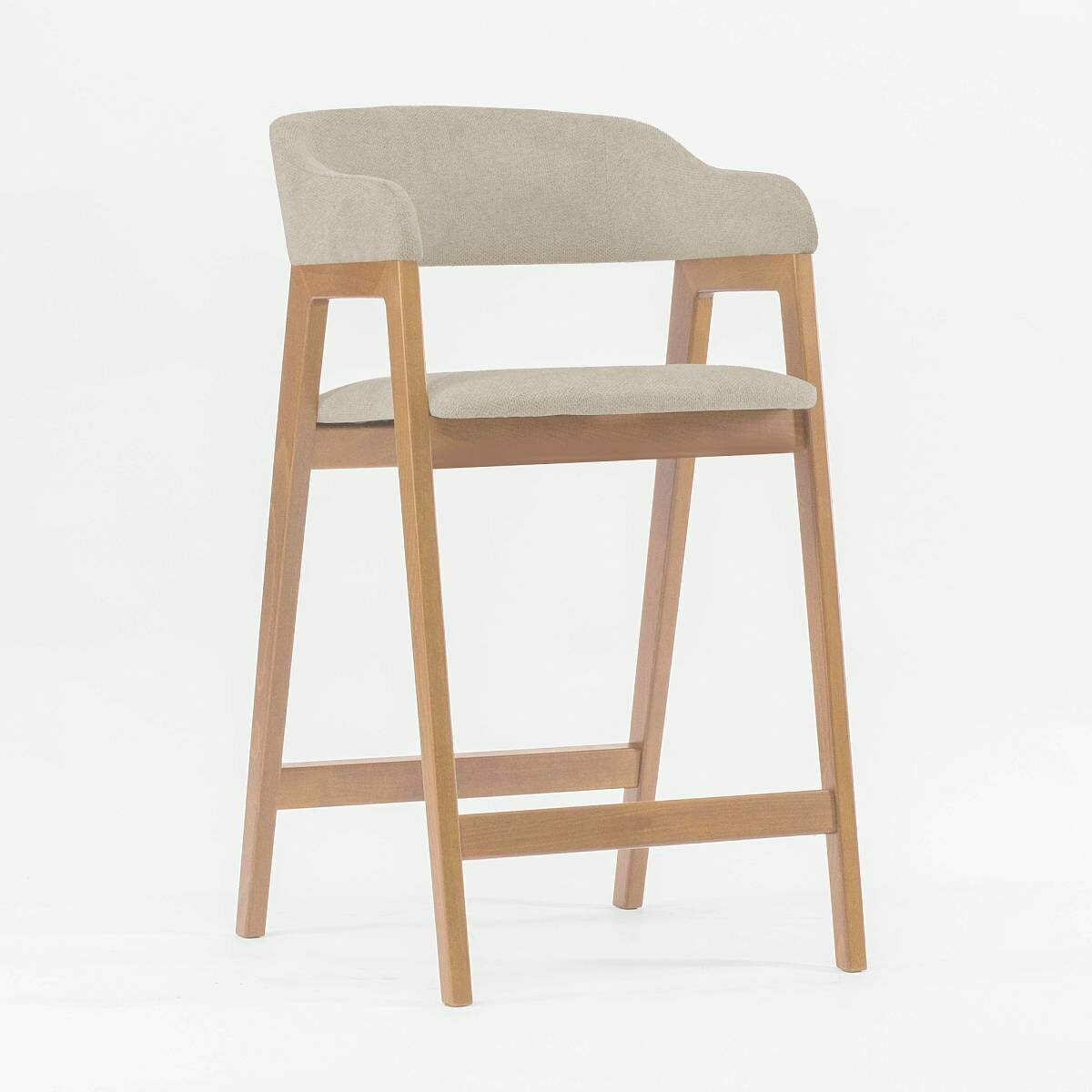 Стул барный Челси кремовая ткань массив бука (натуральный) высота подлокотников 93,5 см для дома/для гостиной/для столовой/для кафе/кухонный стул/стул кухонный