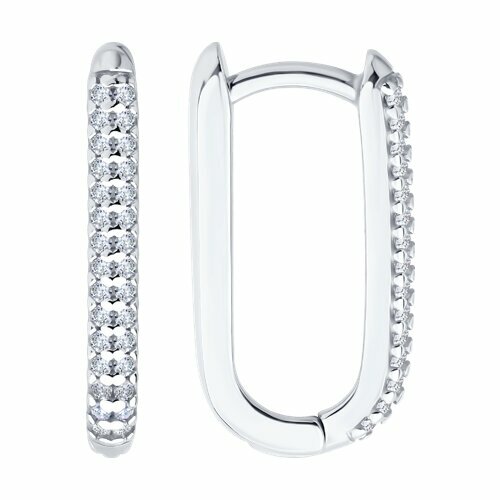 Серьги, серебро, 925 проба, родирование, фианит