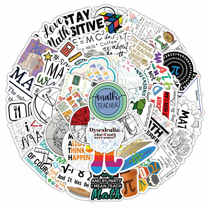 55 наклеек с математическими и цифровыми символами, забавные образовательные наклейки для учителей, водонепроницаемые виниловые наклейки для ноутбуков, блокнотов, офисного декора и проектов «сделай сам»