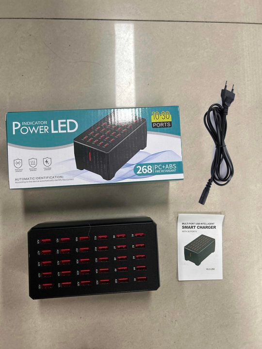 Зарядная станция USB мощностью 150 Вт с 30 портами, многопортовая настольная зарядная док-станция для смартфонов, планшетов, ПК и ноутбуков.