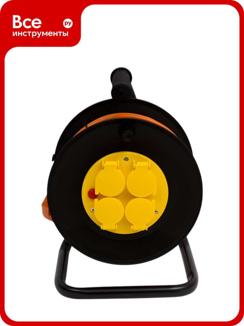 Удлинитель ООО "ГОСТ-ЭЛЕКТРО" 4x25 м с з/шт на пластиковой катушке и металлической стойке с авт. отключения IP44 ПВС 2x2,5 Меркурий У16-010 "МРК" 320138