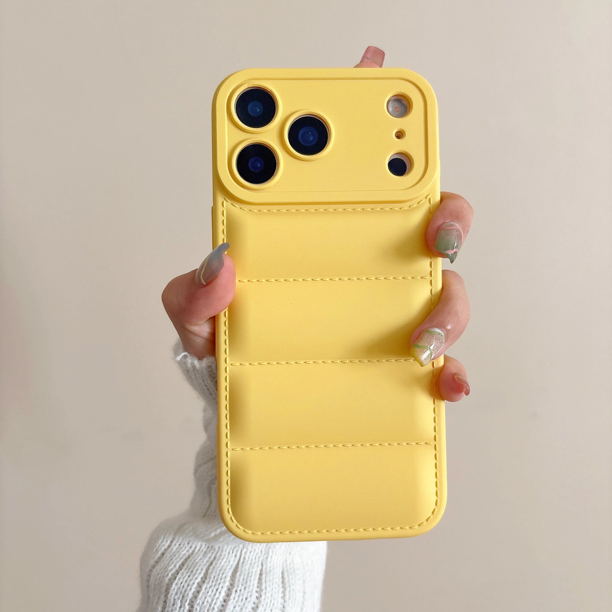 Модный пуховик, мягкий силиконовый чехол для iPhone 17 Air 16 15 14 13 Желтый, Yellow, For iphone 15