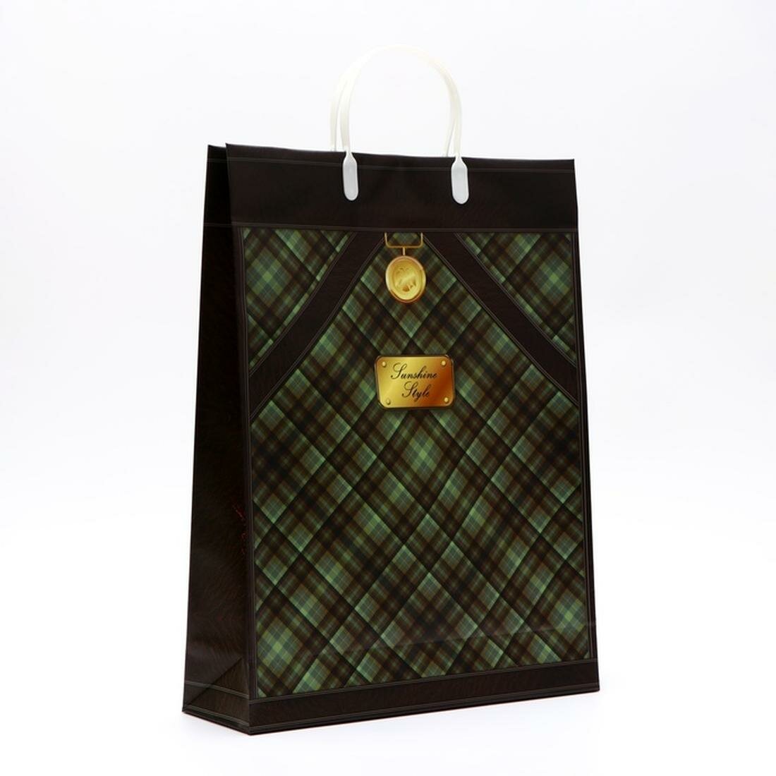 Пакет "Сумка", мягкий пластик, размер 42 × 32 см, черный/зеленый