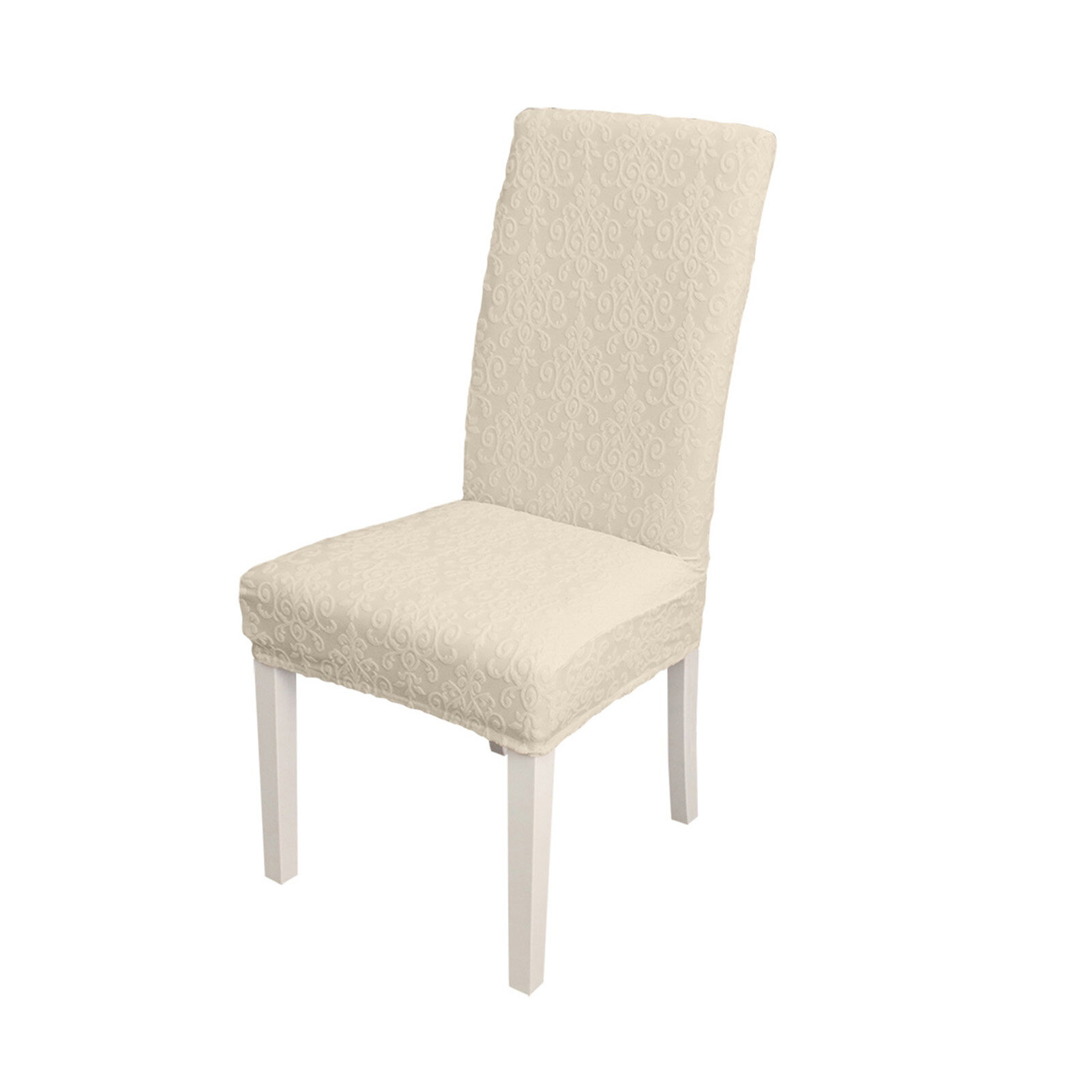 Чехол для обеденного стула, высокоэластичный, съемный, моющийся, защитный чехол для сиденья стула, жаккардовый узор, чехол для стула для домашней вечеринки, свадьбы, церемонии, отеля, бежевый
