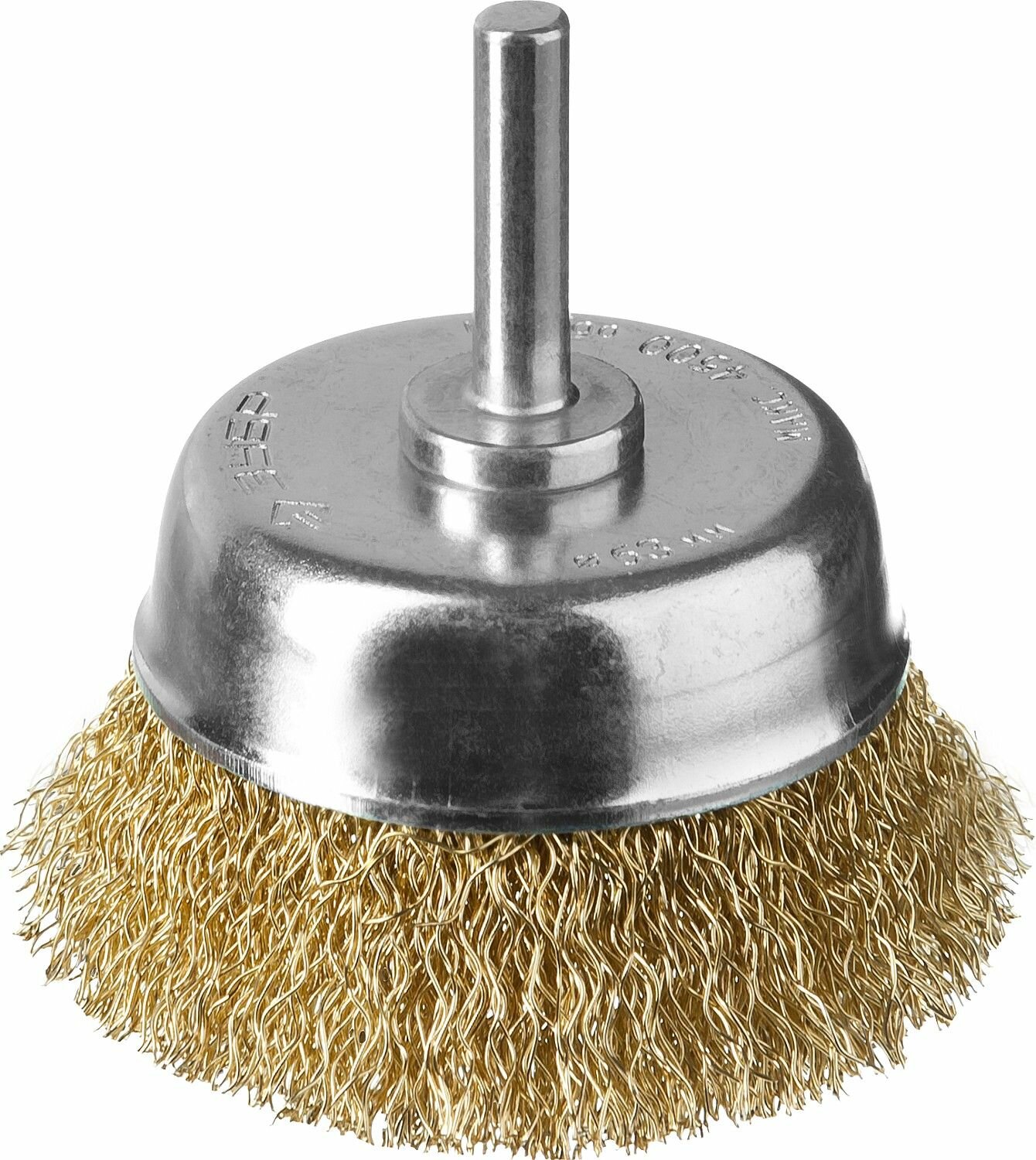 Чашечная щетка ЗУБР d 63 мм, витая латунированная, стальная 0.3 мм, для дрели, профессиональная 3525-063_z02