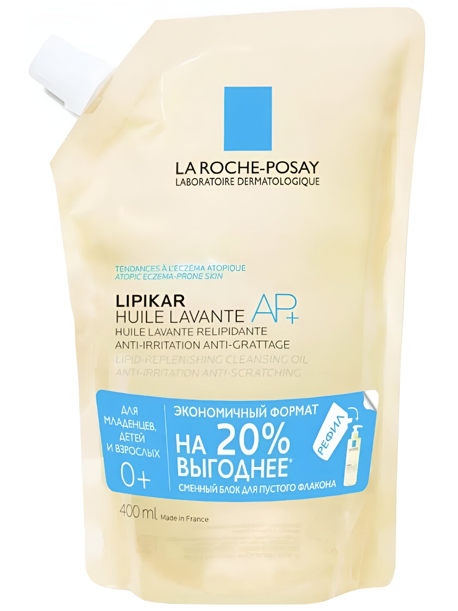 Масло La Roche-Posay "Lipikar", очищающее, с комплексом масел, сменный блок, 400 мл