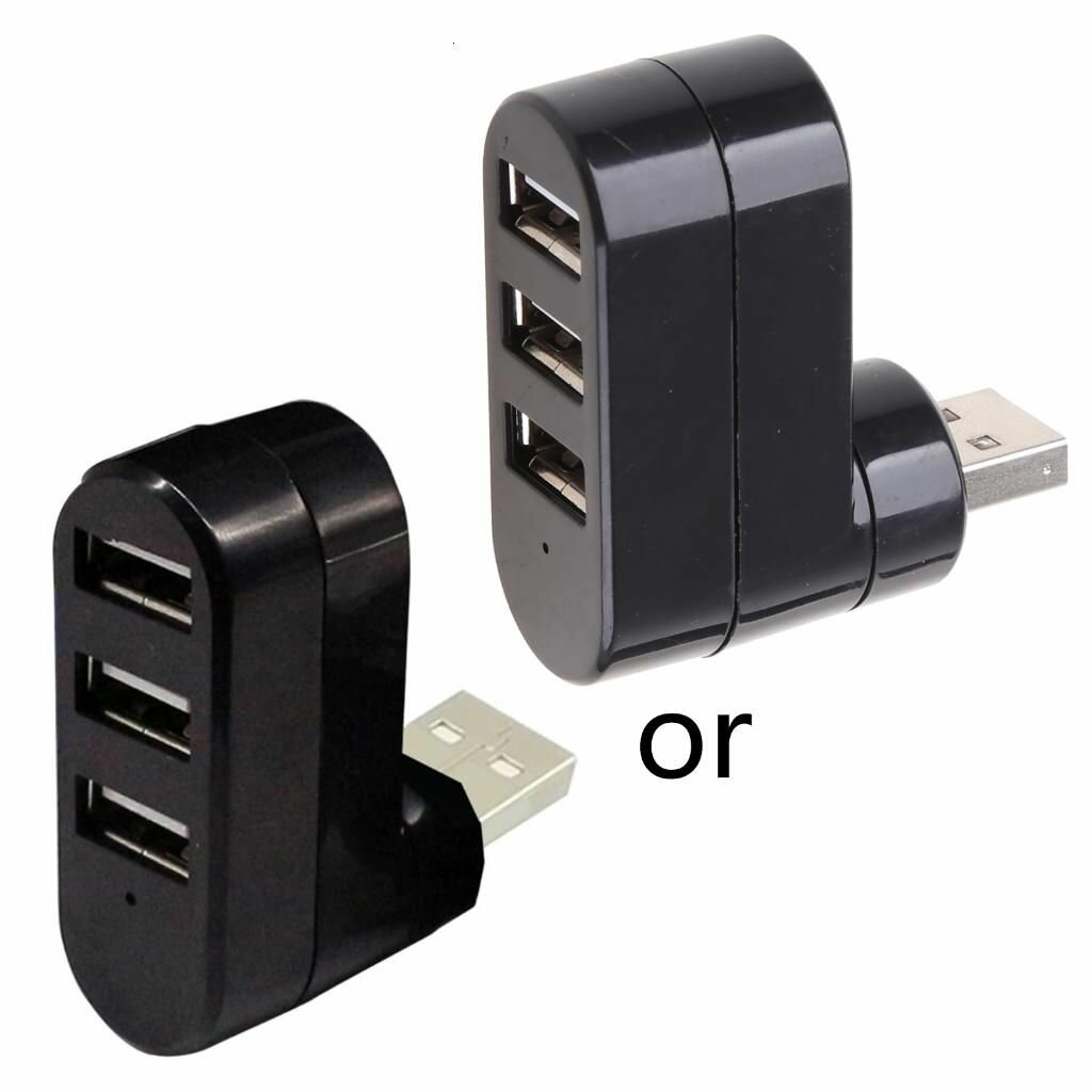 Мини 3-портовый USB 2.0 разветвитель высокоскоростной адаптер, Черный