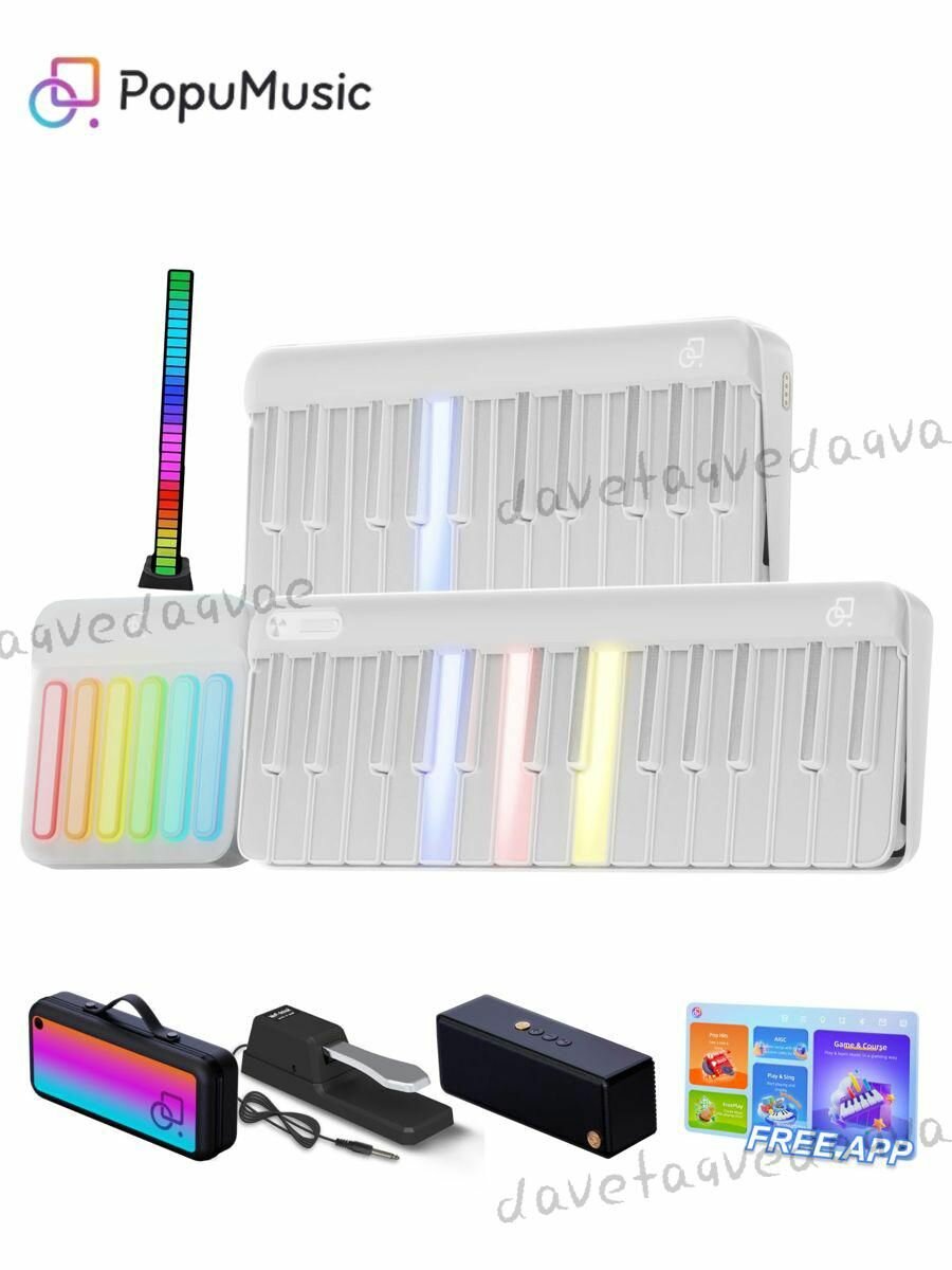 Клавиатура Smart Piano Family Bucket с динамиками, интеллектуальными интерактивными клавишами для расширения аккордов, педалью устойчивости, MIDI, бесплатными игровыми уроками-wanghaoxiang